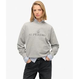 Superdry Damen Baumwolle Grafikdruck L&auml;ssiges Sweatshirt Mit Rundhalsausschnitt In Britischem Design, Hellgrau - Gr&ouml;&szlig;e: 38 210262350073807Q017