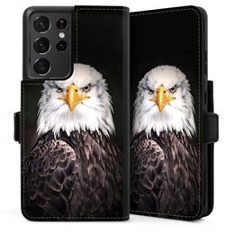 DeinDesign Galaxy S21 Ultra 5G Handy Klapph&uuml;lle Handyh&uuml;lle aus Kunst Leder schwarz Flip Case Animals Eagle Bird Sideflip mit Lasche