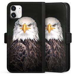 DeinDesign iPhone 11 Handy Klapph&uuml;lle Handyh&uuml;lle aus Kunst Leder schwarz Flip Case Animals Eagle Bird Sideflip mit Lasche