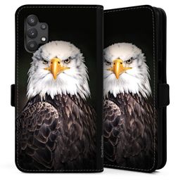 DeinDesign Galaxy A32 5G Handy Klapph&uuml;lle Handyh&uuml;lle aus Kunst Leder schwarz Flip Case Animals Bird Eagle Sideflip mit langer Lasche