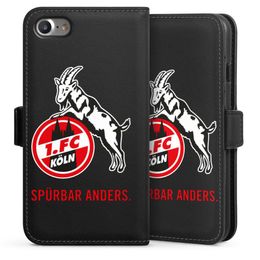 DeinDesign iPhone SE (2020) Handy Klapph&uuml;lle Handyh&uuml;lle aus Kunst Leder schwarz Flip Case Transparent Official Licensed Product 1. Fc K&ouml;ln Sideflip mit Lasche