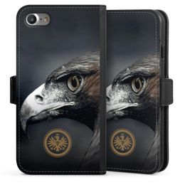 DeinDesign iPhone SE (2020) Handy Klapph&uuml;lle Handyh&uuml;lle aus Kunst Leder schwarz Flip Case Official Licensed Product Eintracht Frankfurt Eagle Sideflip mit Lasche
