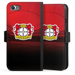 DeinDesign iPhone SE (2020) Handy Klapph&uuml;lle Handyh&uuml;lle aus Kunst Leder schwarz Flip Case Bayer 04 Leverkusen Official Licensed Product Stadium Sideflip mit 