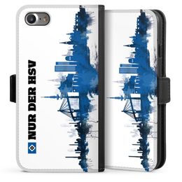 DeinDesign iPhone SE (2020) Handy Klapph&uuml;lle Handyh&uuml;lle aus Kunst Leder schwarz Flip Case Hsv Official Licensed Product Bundesliga Sideflip mit Lasche