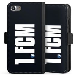 DeinDesign iPhone SE (2020) Handy Klapph&uuml;lle Handyh&uuml;lle aus Kunst Leder schwarz Flip Case Official Licensed Product 1. Fcm 1. Fc Magdeburg Sideflip mit Lasche