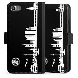DeinDesign iPhone SE (2020) Handy Klapph&uuml;lle Handyh&uuml;lle aus Kunst Leder schwarz Flip Case Eintracht Frankfurt Skyline Sge Sideflip mit Lasche