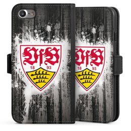 DeinDesign iPhone 8 Handy Klapph&uuml;lle Handyh&uuml;lle aus Kunst Leder schwarz Flip Case Vfb Stuttgart Bundesliga Official Licensed Product Sideflip mit Lasche