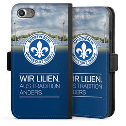 DeinDesign iPhone SE (2020) Handy Klapph&uuml;lle Handyh&uuml;lle aus Kunst Leder schwarz Flip Case Official Licensed Product Sv Darmstadt 98 Coat Of Arms Sideflip mit 