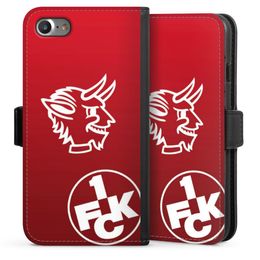 DeinDesign iPhone SE (2020) Handy Klapph&uuml;lle Handyh&uuml;lle aus Kunst Leder schwarz Flip Case 1. Fc Kaiserslautern Official Licensed Product Devil Sideflip mit 