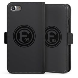 DeinDesign iPhone SE (2020) Handy Klapph&uuml;lle Handyh&uuml;lle aus Kunst Leder schwarz Flip Case Fortuna D&uuml;sseldorf Logo F95 Sideflip mit Lasche