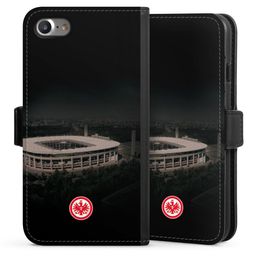 DeinDesign iPhone SE (2020) Handy Klapph&uuml;lle Handyh&uuml;lle aus Kunst Leder schwarz Flip Case Eintracht Frankfurt Official Licensed Product Stadium Sideflip mit 