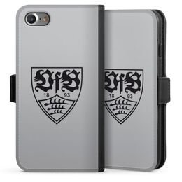 DeinDesign iPhone 8 Handy Klapph&uuml;lle Handyh&uuml;lle aus Kunst Leder schwarz Flip Case Vfb Stuttgart Official Licensed Product Logo Sideflip mit Lasche