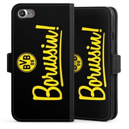 DeinDesign iPhone SE (2020) Handy Klapph&uuml;lle Handyh&uuml;lle aus Kunst Leder schwarz Flip Case Borussia Dortmund Soccer Bvb Sideflip mit Lasche