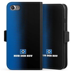 DeinDesign iPhone SE (2020) Handy Klapph&uuml;lle Handyh&uuml;lle aus Kunst Leder schwarz Flip Case Logo Official Licensed Product Hsv Sideflip mit Lasche