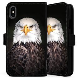 DeinDesign iPhone X Handy Klapph&uuml;lle Handyh&uuml;lle aus Kunst Leder schwarz Flip Case Animals Eagle Bird Sideflip mit langer Lasche