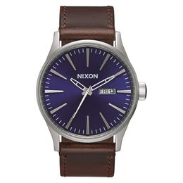 Nixon Armbanduhr 'Sentry Leather' Herren Gr&ouml;&szlig;e One Size blau / braun / silber