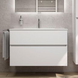 evineo ineo5 evo Unterschrank B: 101 cm, 2 Ausz&uuml;gen, mit Griffmulde, f&uuml;r Duravit ME by Starck Waschtisch,, BE0715WH,