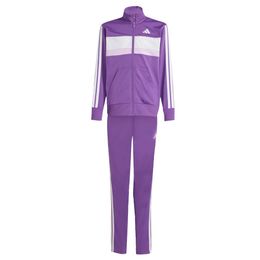 adidas Sportswear Set 'Seasonal Essentials Tiberio 3-Stripes Tricot Track Suit' Jungen Gr&ouml;&szlig;e 128 lila / wei&szlig;