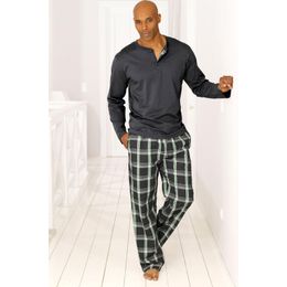 H.I.S. Herren Pyjama grau-grün Größe 44/46