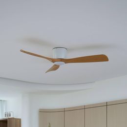 LUCANDE Smart LED-Deckenventilator Moneno, weiß/holz, Tuya