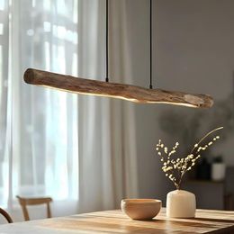 LINDBY LED-H&auml;ngeleuchte Nekala, schwarz, Holz, L&auml;nge 120cm