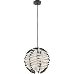 Eglo Hängeleuchte "Waverton Hängelampe, Esszimmerlampe, Metall, Holz, Textil in Weiß, E27", schwarz, 1, Ø 40cm H: 110cm, 1 Stk., Leuchten, Hängeleuchte