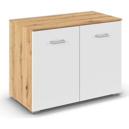 Kommode Rauch "Gamma", eiche artisan, alpinweiß, B:80cm H:61cm T:42cm, Holzwerkstoff, Sideboards