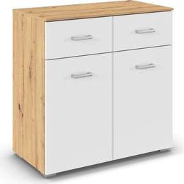 Kommode Rauch "Gamma", eiche artisan, alpinweiß, B:80cm H:81cm T:42cm, Holzwerkstoff, Sideboards