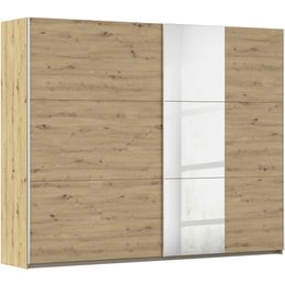 Schwebetürenschrank Rauch "Kleiderschrank Drehtürenschrank Schrank Garderobe KRONACH TOPSELLER", braun (eiche artisan, griffleisten alu, 1 spiegel), B:261cm H:210cm T:59cm, Holzwerkstoff, Schränke, Schwebetürenschrank, mit Spiegel und viel Stauraum, Metallgriffleisten, MADE IN GERMANY