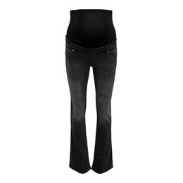 Bootcut-Jeans Only Maternity "OLMBLUSH MID WAIST FLARED DNM BOX NOOS", Damen, Gr. M (38), Länge 32, schwarz (washed schwarz), Denim/Jeans, Obermaterial: 92% Baumwolle, 6% Elastomultiester, 2% Elasthan, unifarben, Jeans