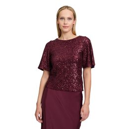 Kurzarmshirt Vera Mont "Damen mit Flügelärmeln", Damen, Gr. 34, deep dahlia, Obermaterial: 93% Polyester, 7% Elasthan; Futter: 100% Polyester, festlich, figurbetont normal, Rundhals, Shirts, Pailletten