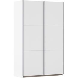 Schwebetürenschrank Rauch "Kleiderschrank Drehtürenschrank Schrank Garderobe KRONACH TOPSELLER", weiß (alpinweiß, griffleisten alu), B:131cm H:210cm T:59cm, Holzwerkstoff, Schränke, Schwebetürenschrank, mit Spiegel und viel Stauraum, Metallgriffleisten, MADE IN GERMANY