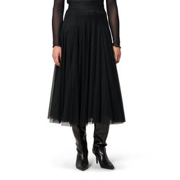 Zero Damen Midirock "Damen mit Gummibund"schwarz beauty, festlich, Gr. 34, durchscheinend, Obermaterial: 100% Polyester, R&ouml;cke, Falten