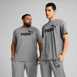 T-Shirt Puma "ESS NO. 1 LOGO TEE", Damen, Gr. XL, grau (medium gray heather), Jersey, Obermaterial: 100% Baumwolle, meliert, regular fit normal, Rundhals, Shirts T-Shirt, Basic Herren T-Shirt mit Logo