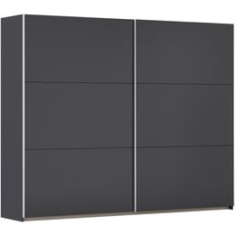 Schwebetürenschrank Rauch "Kleiderschrank Drehtürenschrank Schrank Garderobe KRONACH TOPSELLER", grau (graumetallic, griffleisten alu), B:261cm H:210cm T:59cm, Holzwerkstoff, Schränke, Schwebetürenschrank, mit Spiegel und viel Stauraum, Metallgriffleisten, MADE IN GERMANY