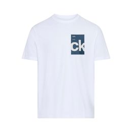 T-Shirt Calvin Klein Jeans "SS 30s EU BH BOX GRAPHIC TEE", Herren, Gr. L, weiß (brilliant weiß), Single Jersey, Obermaterial: 100% Baumwolle, unifarben, normal hüftlang, Rundhals, Shirts T-Shirt, mit Calvin Klein Druck