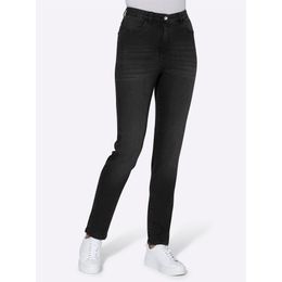 High-waist-Jeans Classic Basics, Damen, Gr. 23, Kurzgrößen, schwarz (schwarz denim), 81% Baumwolle, 17% Polyester, 2% Elasthan, unifarben, lang, Jeans High-Waist-Jeans