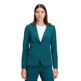 BETTY & CO Longblazer BETTY & CO "Damen mit Taschen", Damen, Gr. 42, blau (deep teal), Obermaterial: 59% Polyester, 37% Viskose, 4% Elasthan; Futter: 100% Polyester, tailliert normal, Blazer Longblazer, Druckfutter