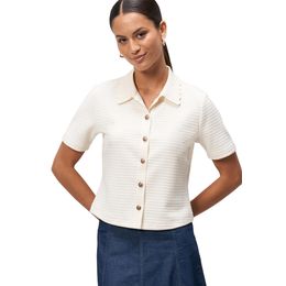 Kurzarmshirt Zero "Damen mit Knopfleiste", Damen, Gr. 36, eggnog, Jersey, Obermaterial: 55% Polyester, 33% Baumwolle, 10% Viskose, 2% Elasthan, Strukturmuster, figurbetont normal, eng, Shirts, Knopfleiste