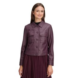 BETTY & CO Jackenblazer BETTY & CO "Damen langarm", Damen, Gr. 38, grün (schwarz aubergine), Obermaterial: 100% Polyurethan, 100% Polyester; Futter: 100% Polyester, lässig geschnitten normal, Blazer