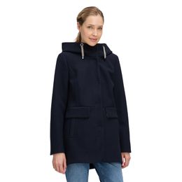 AMBER & JUNE Winterjacke AMBER & JUNE "Damen mit Kapuze", Damen, Gr. 42, blau (dunkelblau), Obermaterial: 100% Polyester; Besatz: 45% Polyacryl, 30% Polyester, 20% Wolle, 5% Diverse Faserarten; Futter: 100% Polyester, tailliert, Jacken Winterjacke