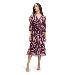 BETTY & CO Meshkleid BETTY & CO "Damen mit Print", Damen, Gr. 40, Normalgrößen, rot (dunkelrot, nature), Obermaterial: 95% Polyester, 5% Elasthan; Futter: 95% Viskose, 5% Elasthan, figurumspielend lang, V-Ausschnitt, Kleider