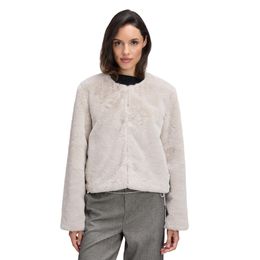 Fellimitatjacke Cartoon "Damen mit Eingrifftaschen", Damen, Gr. 34, grau (hellgrau), Obermaterial: 100% Polyester, l&auml;ssig geschnitten, Rundhals, Jacken