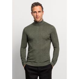Strickpullover OLYMP "OLYMP Casual Strick", Herren, Gr. L, dunkelgrün, 100% Schurwolle, Pullover Strickpullover