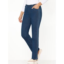 Schlupfjeans Classic Basics, Damen, Gr. 24, Kurzgrößen, blau (blau, stone, washed), 81% Baumwolle, 17% Polyester, 2% Elasthan, unifarben, lang, Jeans Schlupfjeans