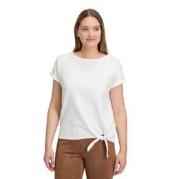 Kurzarmshirt Betty Barclay "Damen mit Schleifenknoten", Damen, Gr. 38, weiß (rohweiß), Sweatware, Obermaterial: 63% Baumwolle, 33% Polyester, 4% Elasthan, loose fit normal, U-Boot-Ausschnitt, Shirts