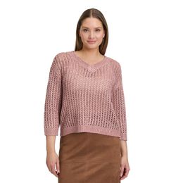 Strickpullover Betty Barclay "Damen mit Pailletten", Damen, Gr. 38, rosa (ash rose), Strick, Obermaterial: 73% Polyacryl, 27% Polyester, Basic, lässig geschnitten normal, V-Ausschnitt, Pullover Strickpullover, Glitzer