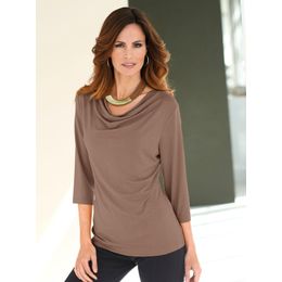 Wasserfallshirt Inspirationen "Shirt", Damen, Gr. 38, grau (taupe), 95% Viskose, 5% Elasthan, unifarben, Wasserfallausschnitt, Shirts