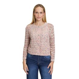 Strickjacke Cartoon "Damen mit Rundhalsausschnitt", Damen, Gr. 36, blau (wei&szlig;, blau), Obermaterial: 54% Baumwolle, 28% Polyester, 18% Polyamid, normal normal, Rundhals, Strickjacken Strickjacke