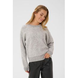 Kaffe Pullover in Grau/ Wei&szlig; - 45% | Gr&ouml;&szlig;e L | Damen-pullover-cardigans